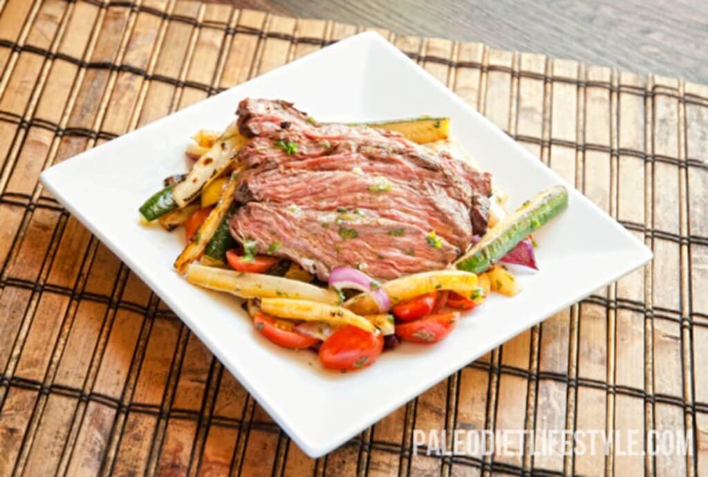 Grilled Steak With Summer Vegetables Recipe | Paleo Leap