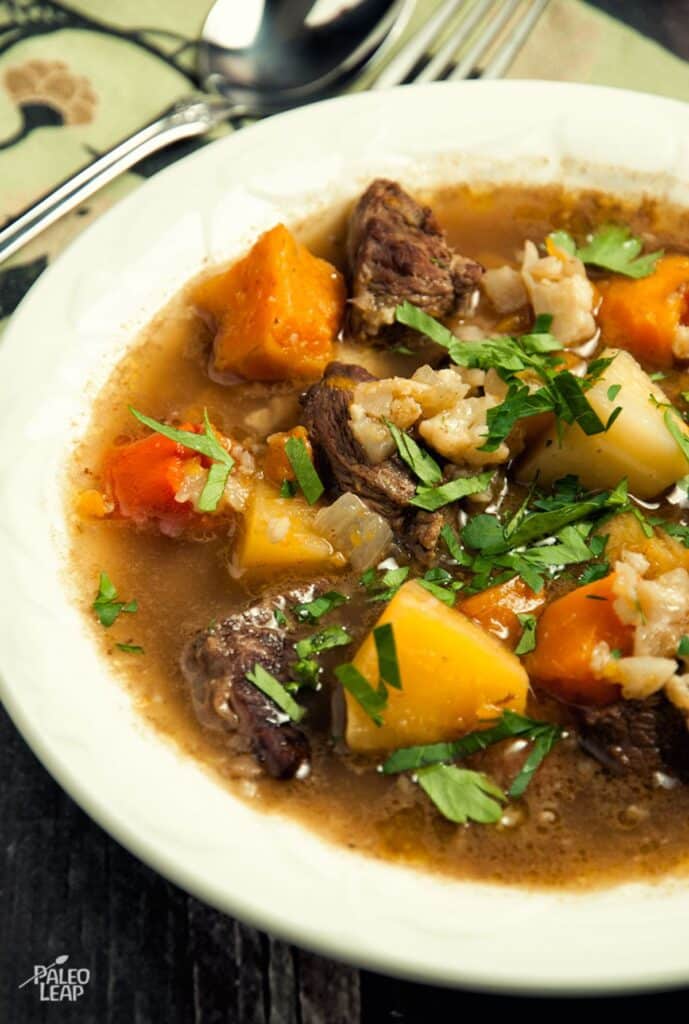 Beef and Winter Vegetable Soup Recipe | Paleo Leap