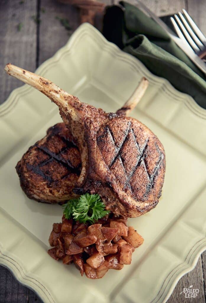 Cinnamon Pork Chops with Spiced Pear Chutney Recipe | Paleo Leap
