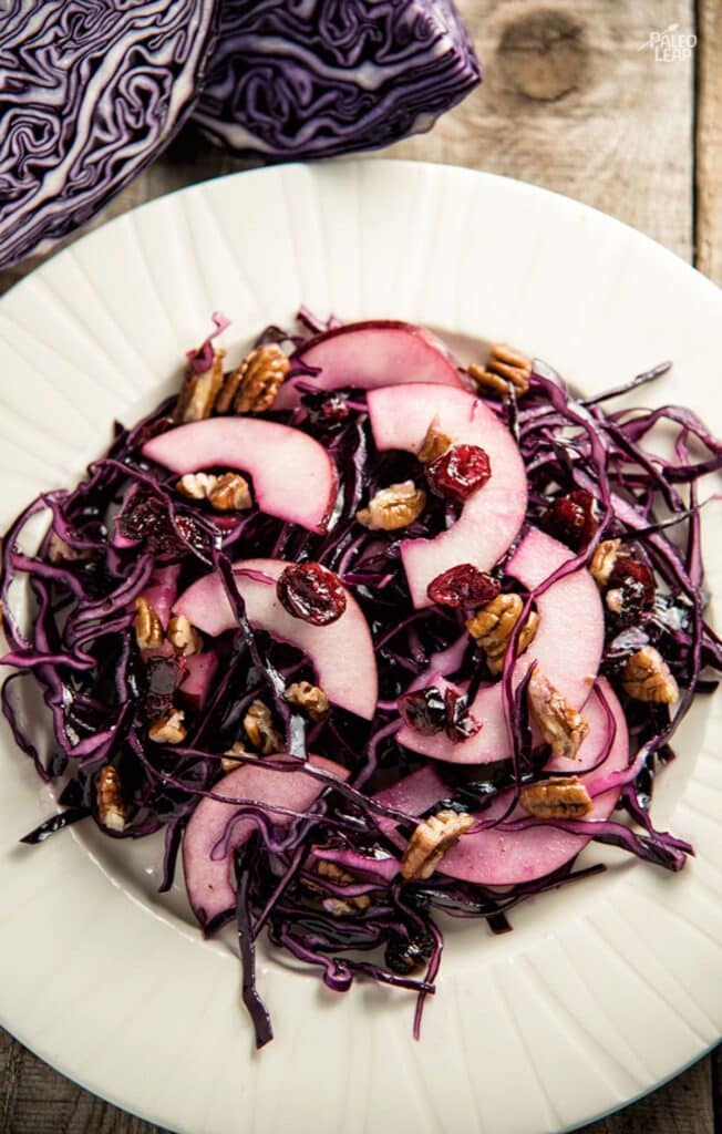 Red Cabbage, Cranberry, And Pecan Slaw Recipe | Paleo Leap