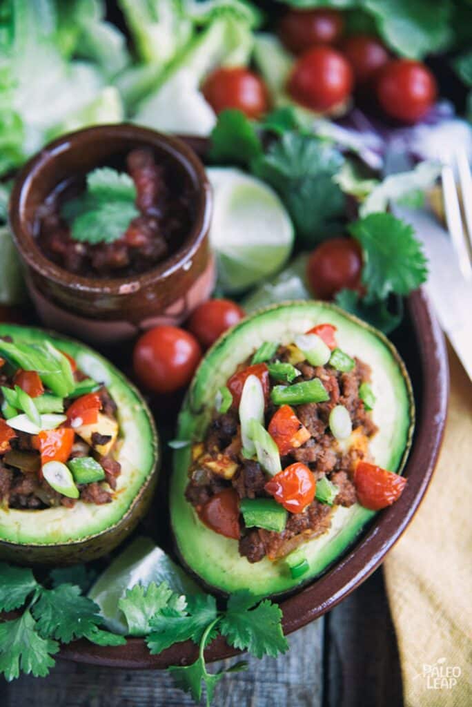 Taco-Stuffed Avocado Recipe | Paleo Leap