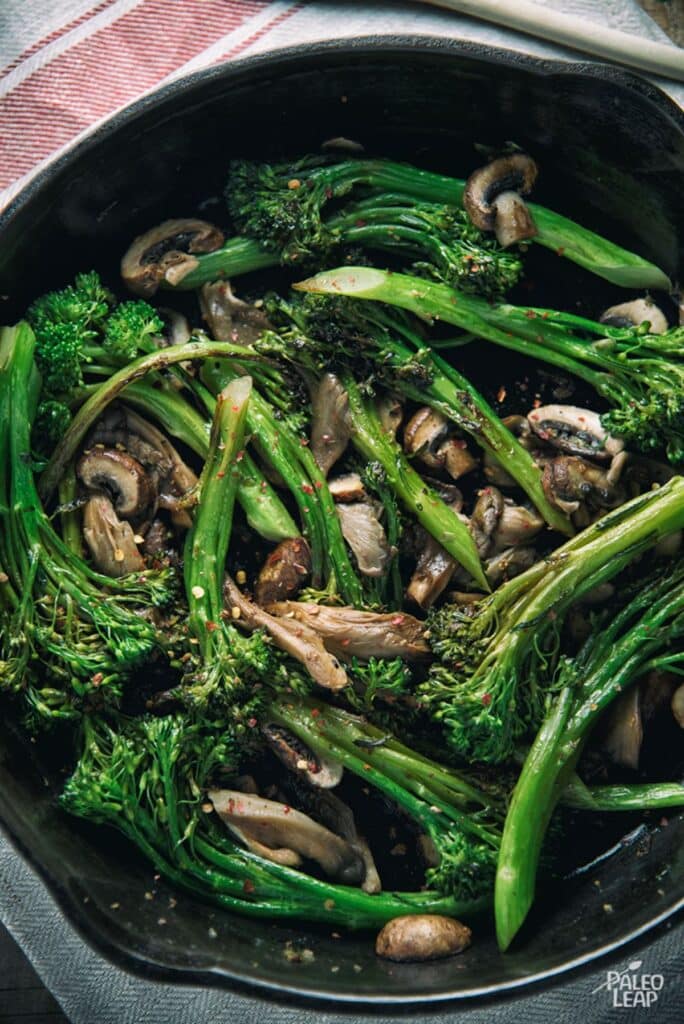 Balsamic Broccoli And Wild Mushroom Skillet Recipe | Paleo Leap