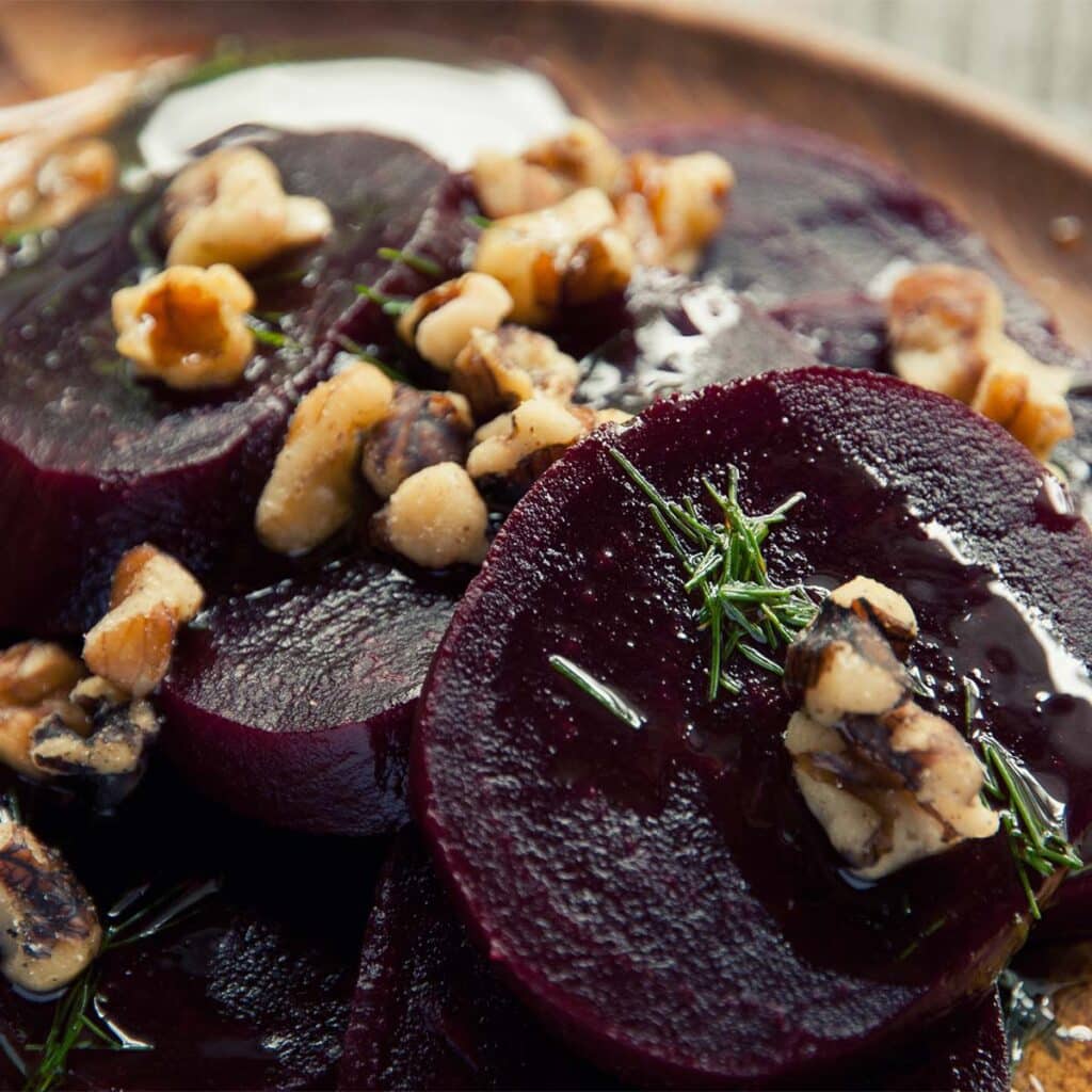 Roasted Beets with Dill-Walnut Vinaigrette | Paleo Leap